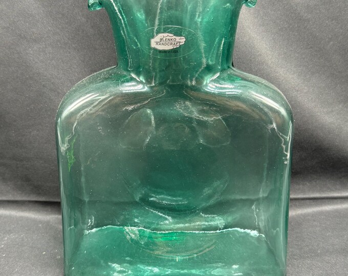 Vintage Blenko Double Spout Teal Pitcher Classic Hand Blown Blenko Glass Water Bottle - Etsy