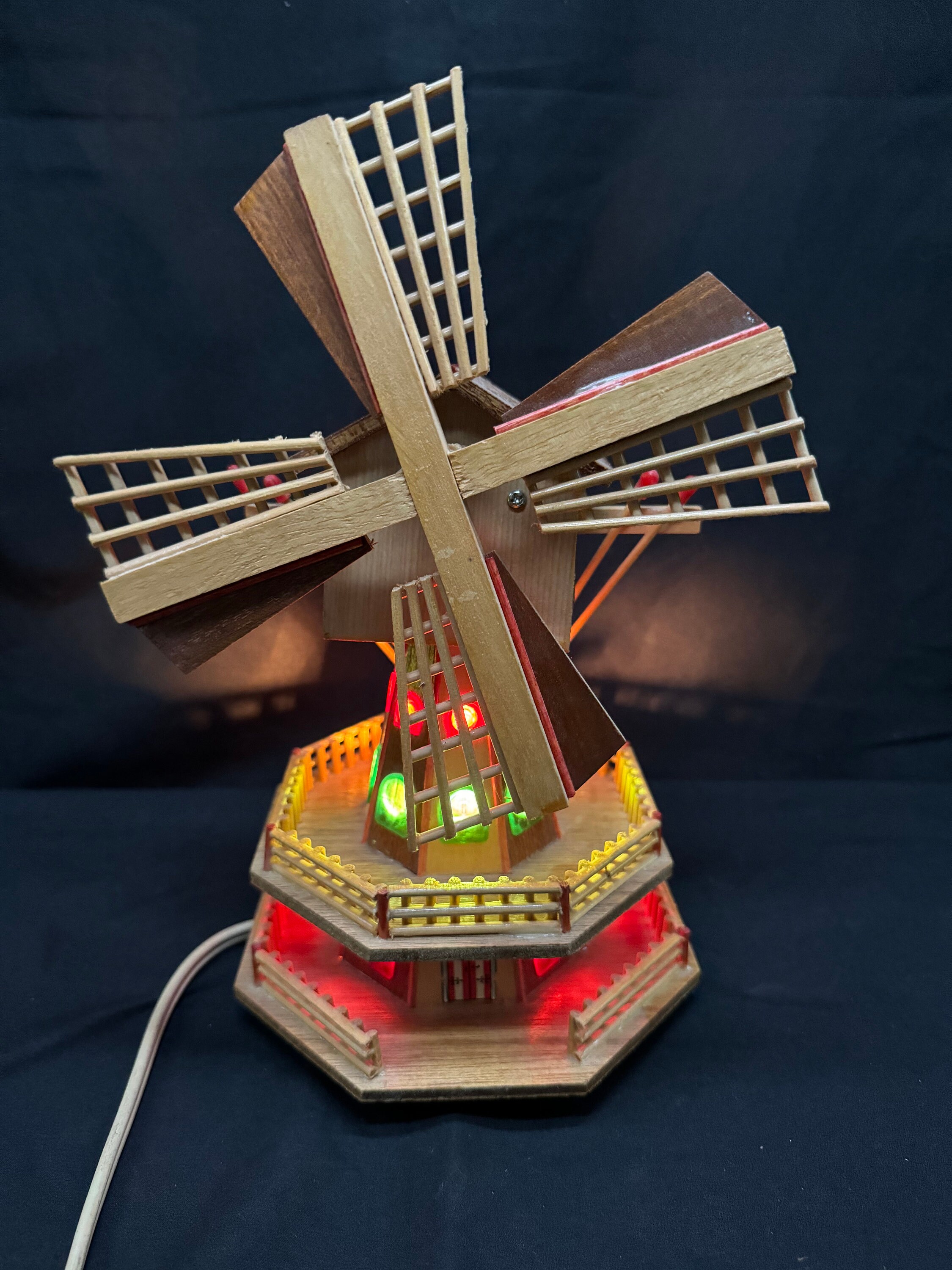 Vintage Windmill Music Box (1960s) Night Light Wooden Vintage Windmill Music Box (1960s) Night Light Wooden
