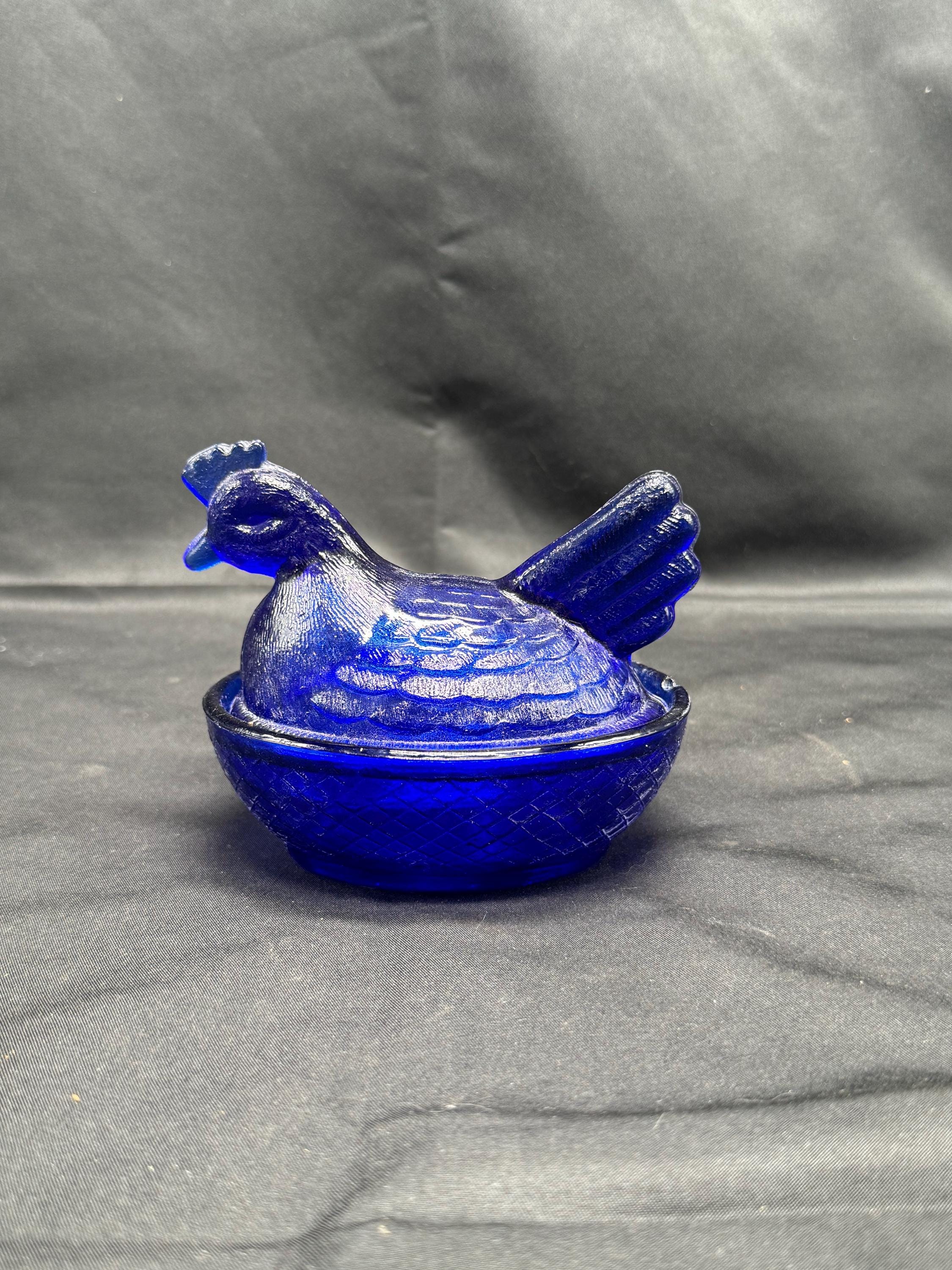 Vintage Cobalt Blue Glass Miniature Hen on A Nest Salt Cellar - Etsy