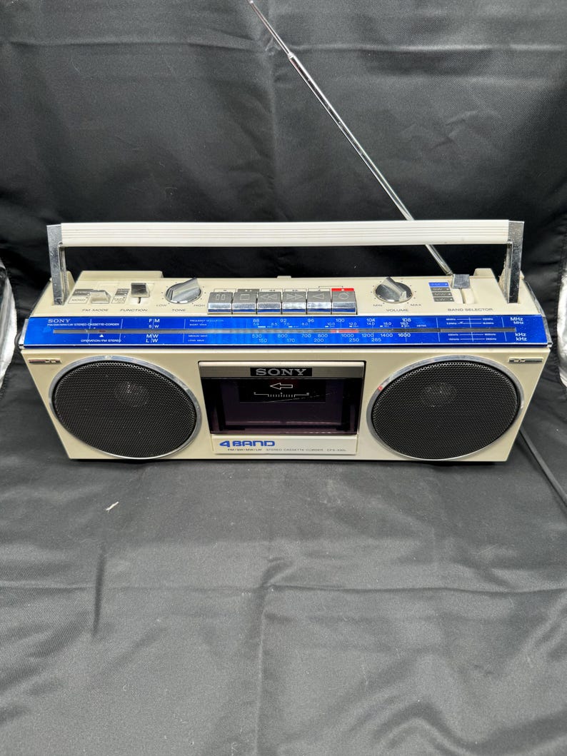 Vintage White 1980's Sony CFS 330L Fully Working Stereo 4 Band Radio Cassette Recorder EU Model ...