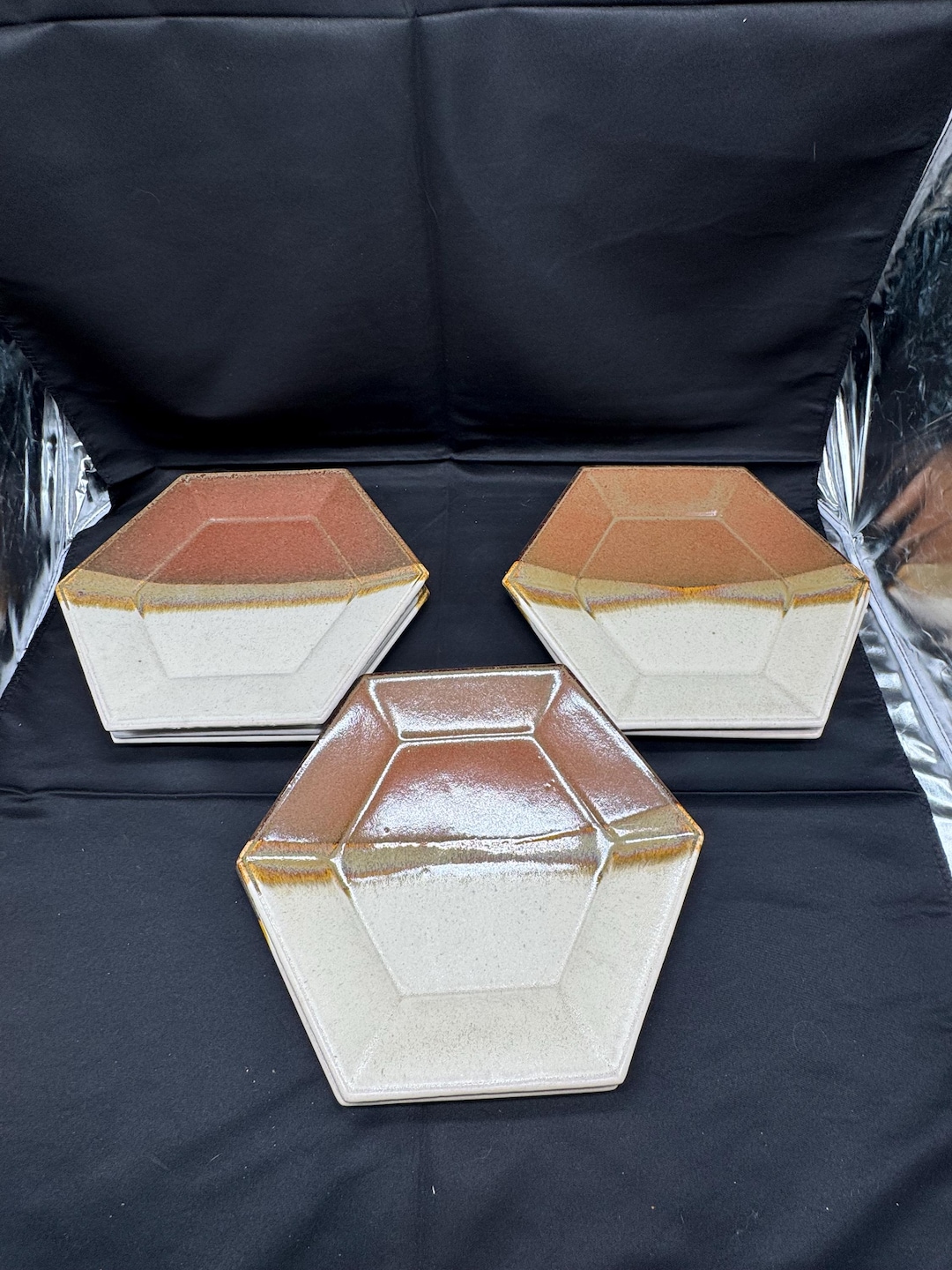 Vintage Set of 6 Handmade Hexagonal Organic Dinner 9 Inch Plates - Etsy