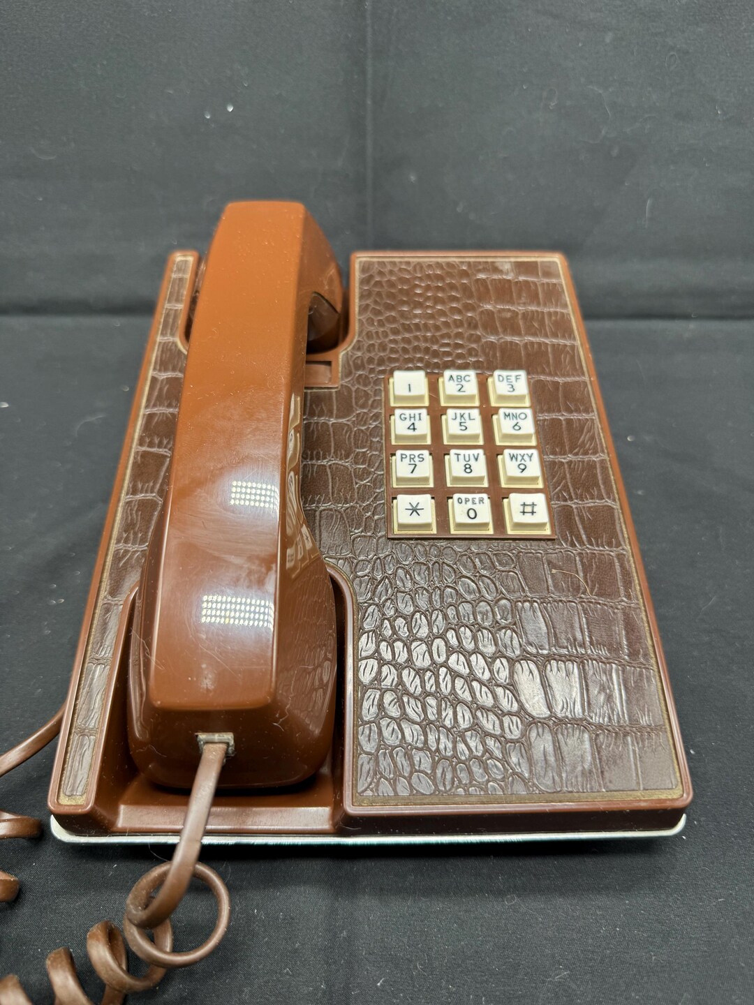 Vintage Western Electric Brown Push Button Phone Faux Alligator Finish ...
