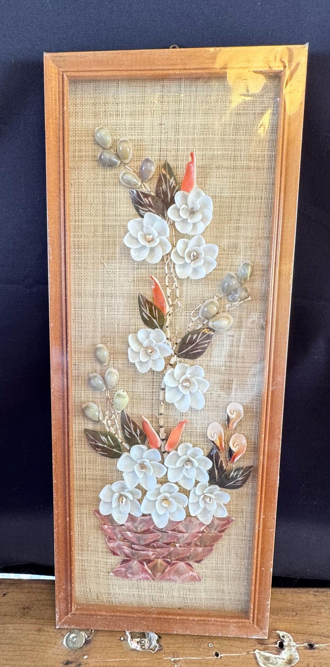 Vintage Seashell Flower Art Framed Floral Spray in Shadow Box 8x19 - Etsy
