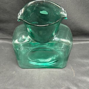 Vintage Blenko Double Spout Teal Pitcher Classic Hand Blown Blenko ...