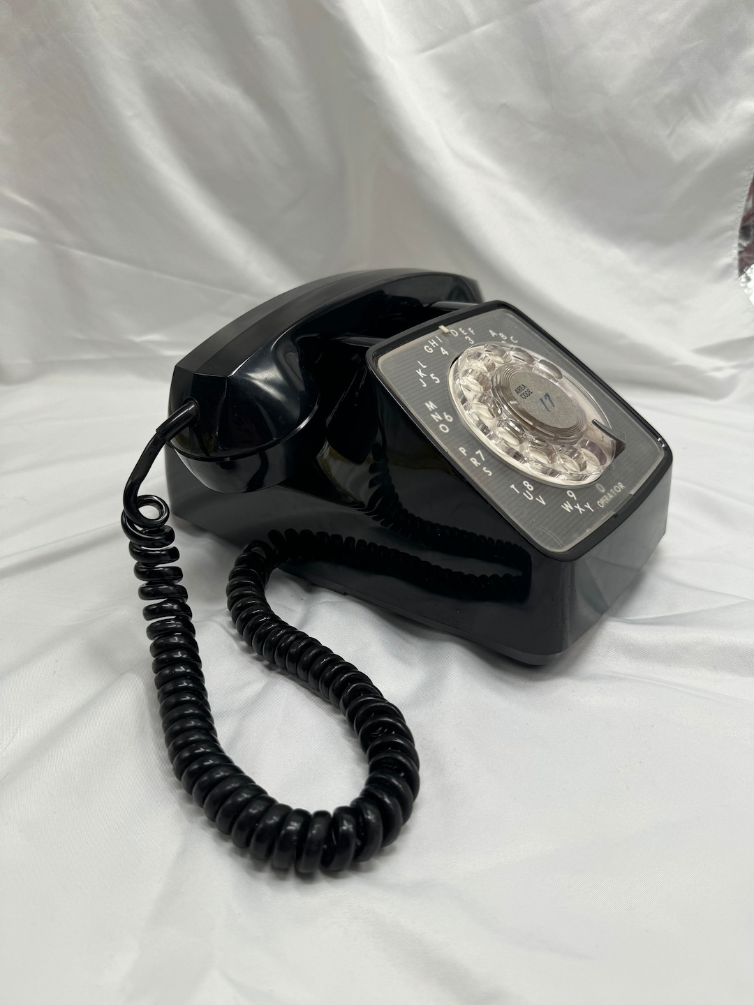 Vintage GTE Automatic Electric Black Rotary Desk Phone With Phone Cord ...