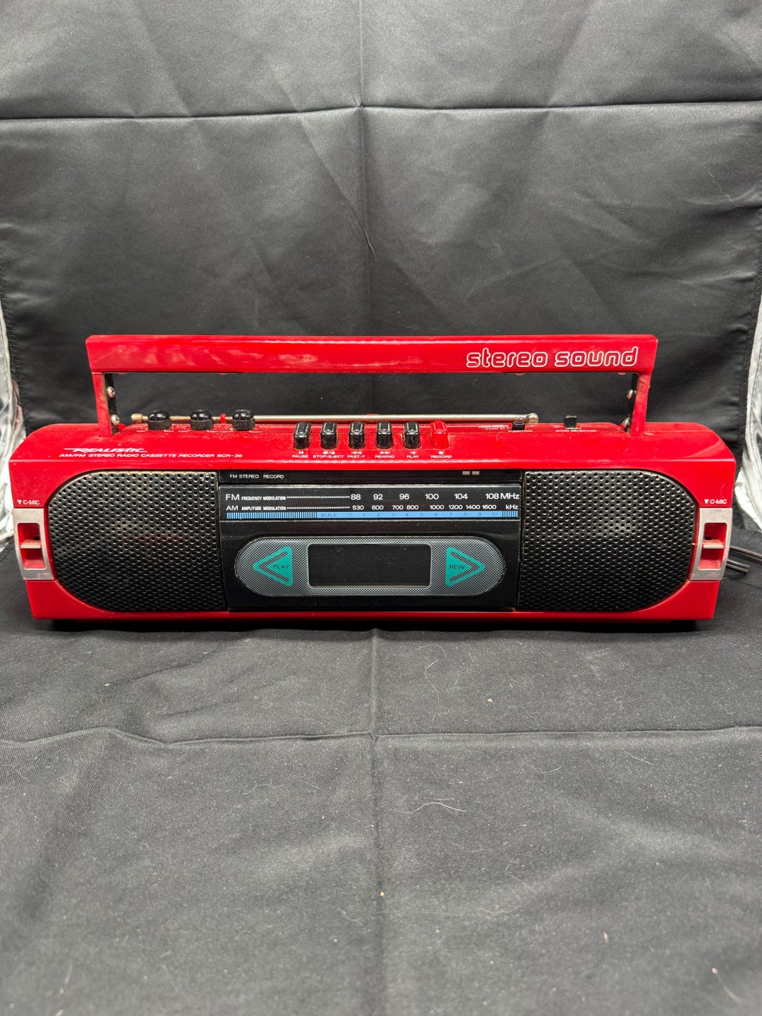 Vintage Realistic SCR-35 Red Stereo Sound Cassette Recorder AM/FM Radio ...
