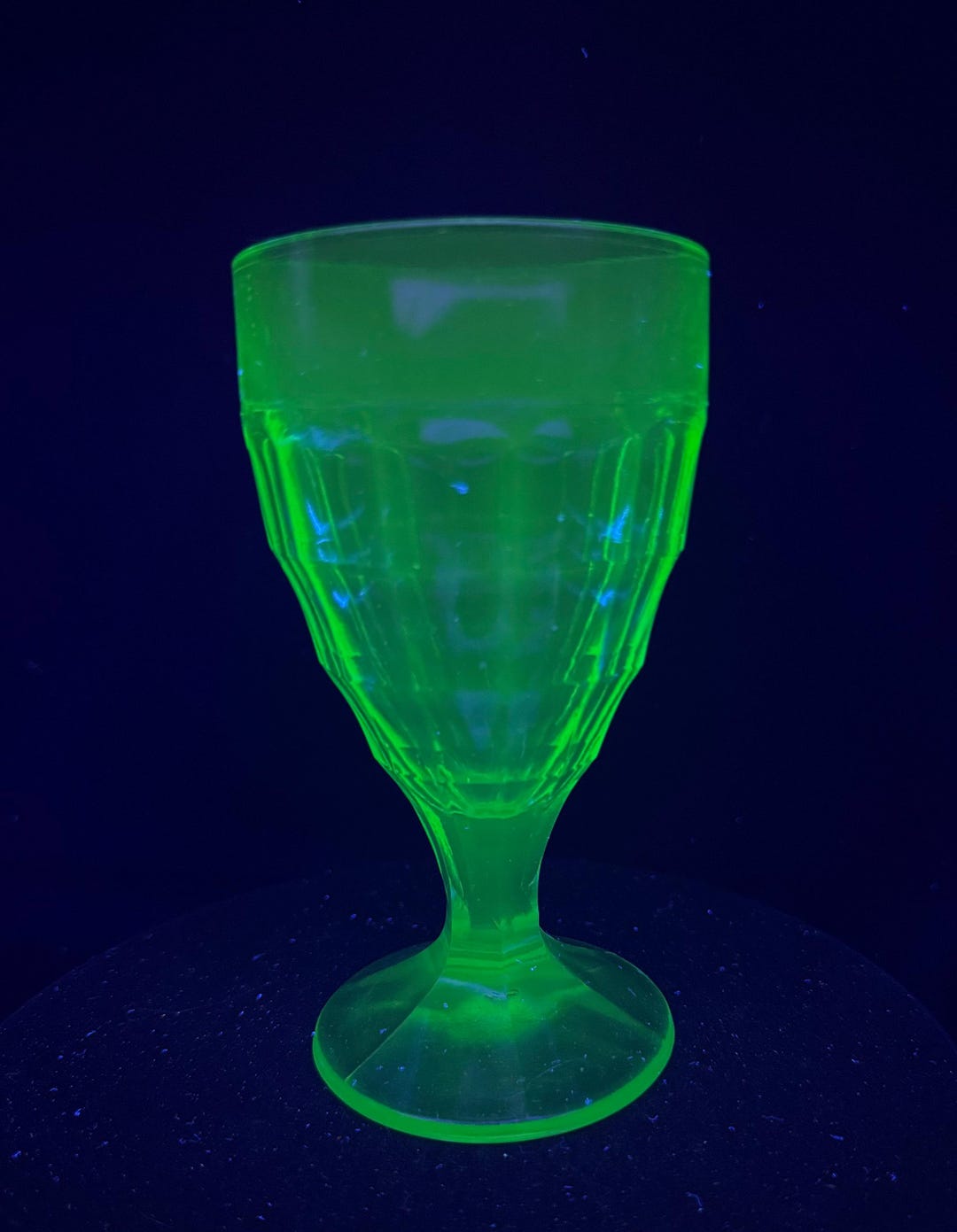 Vintage Hazel Atlas Green Uranium Glass COLONIAL BLOCK Water Goblet - Etsy