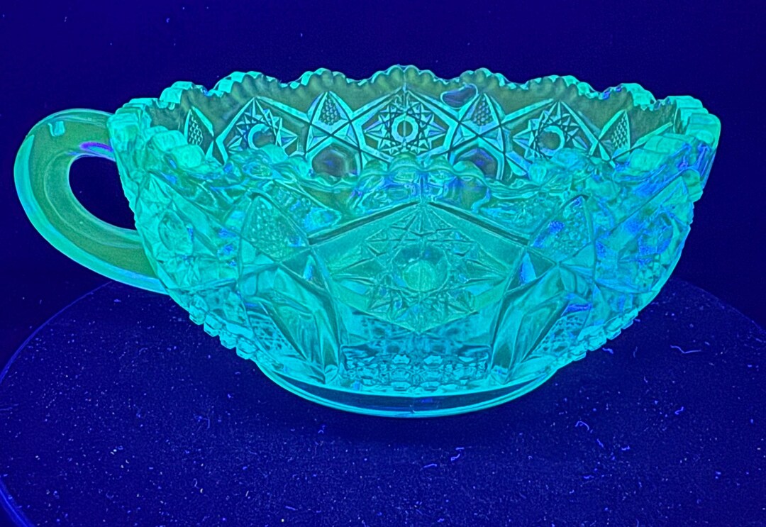 Vintage LE Smith Quintec Heritage Aqua Blue Manganese Glass Handled ...
