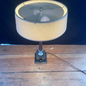 Vintage Mid Century Modern Sleek Wood and Metal Table Lamp With Dimmer ...