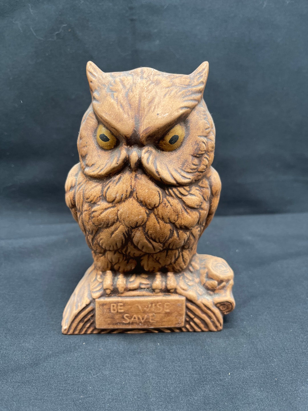 Vintage Owl Ceramic Coin Bank "be Wise Save" Bird Home Decor - Etsy