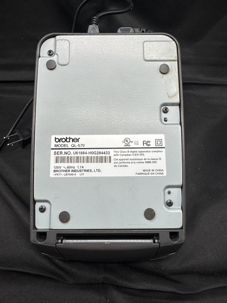 Brother QL-570 Professional Label Printer, LJ9803001 Cable, & Power ...