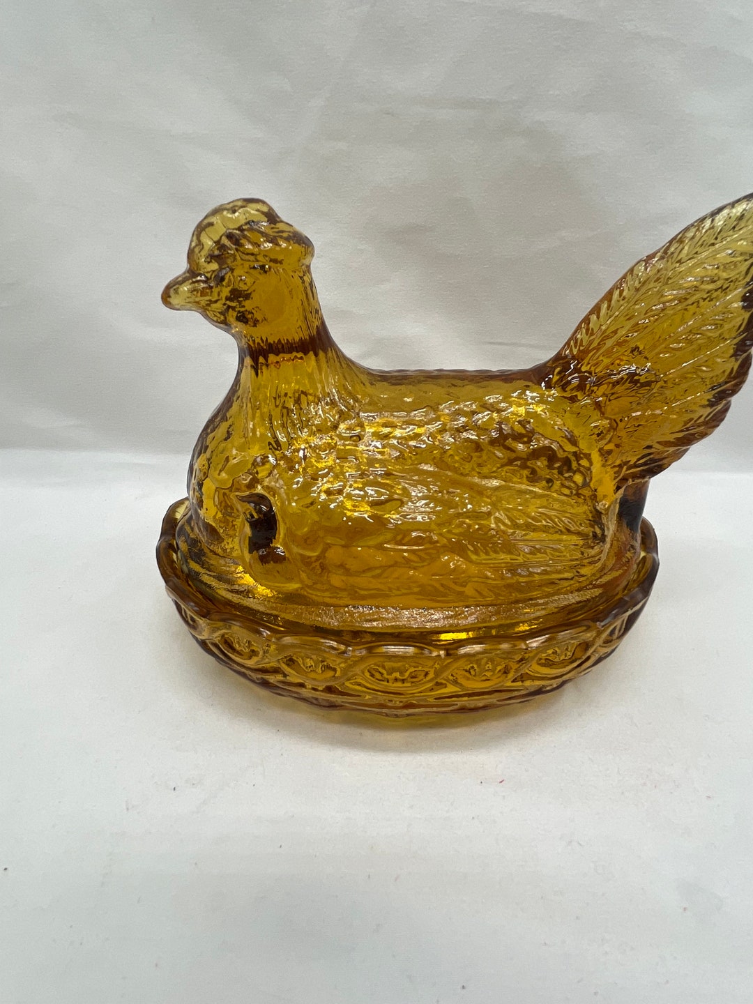 Vintage LE Smith Light Amber Hen on Nest - Etsy