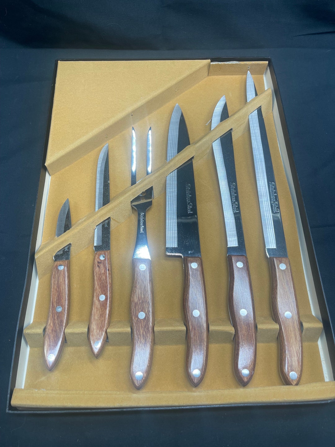 Vintage Interpur Stainless Steel Japan Deluxe 6 Piece Kitchen Knife Set ...