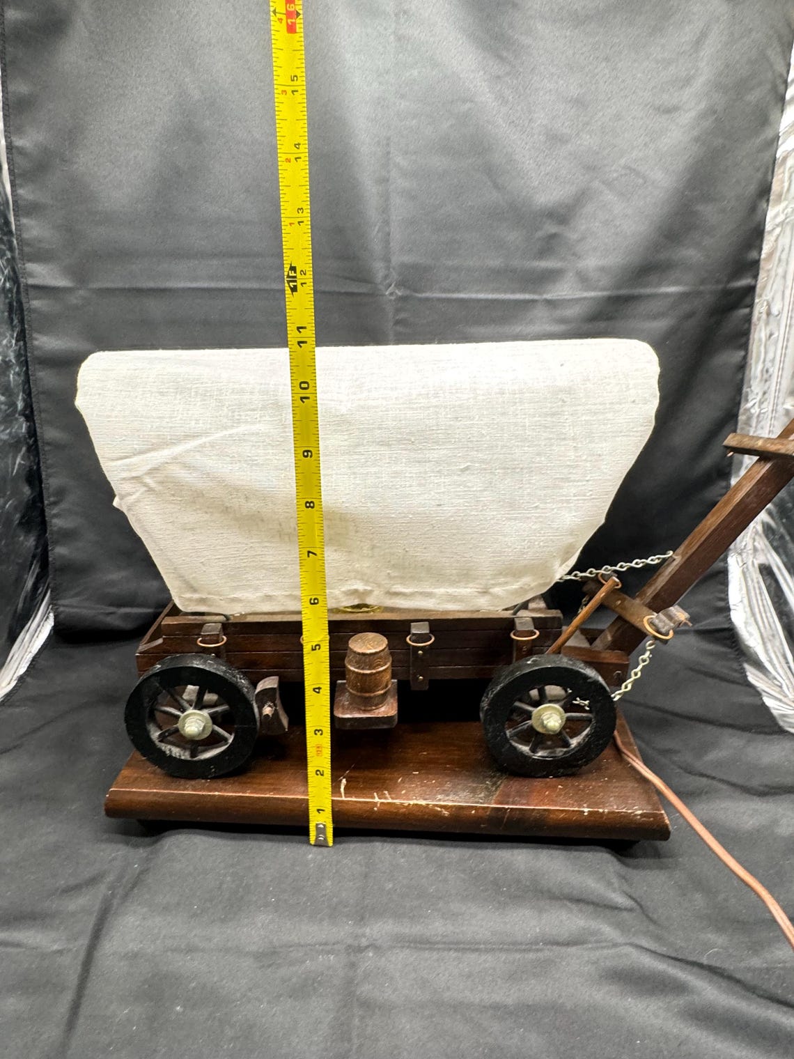 Vintage 1950 Covered Wagon Table Lamp Western Americana Pioneer Cowboy ...