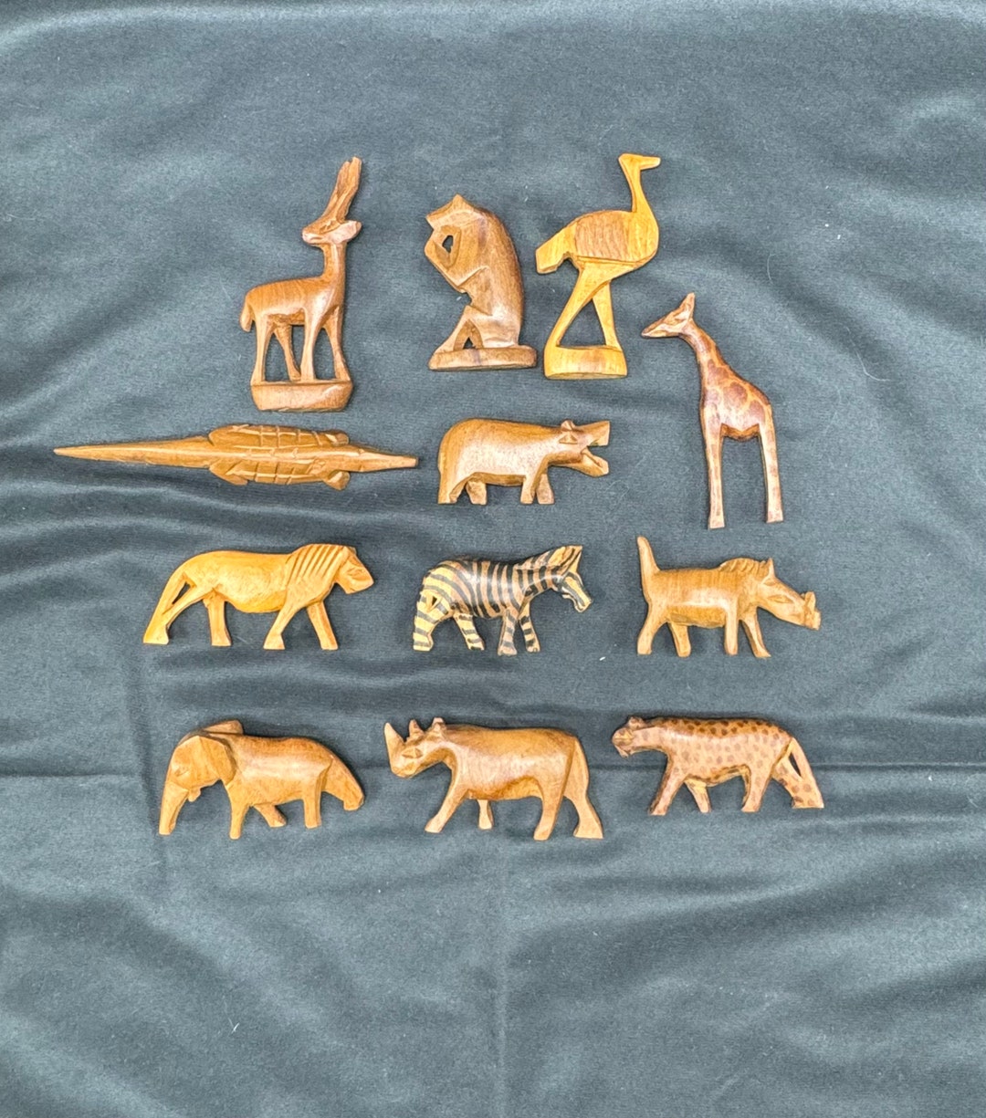 12 Vintage Miniature Wooden Hand Crafted Safari Animals - Etsy