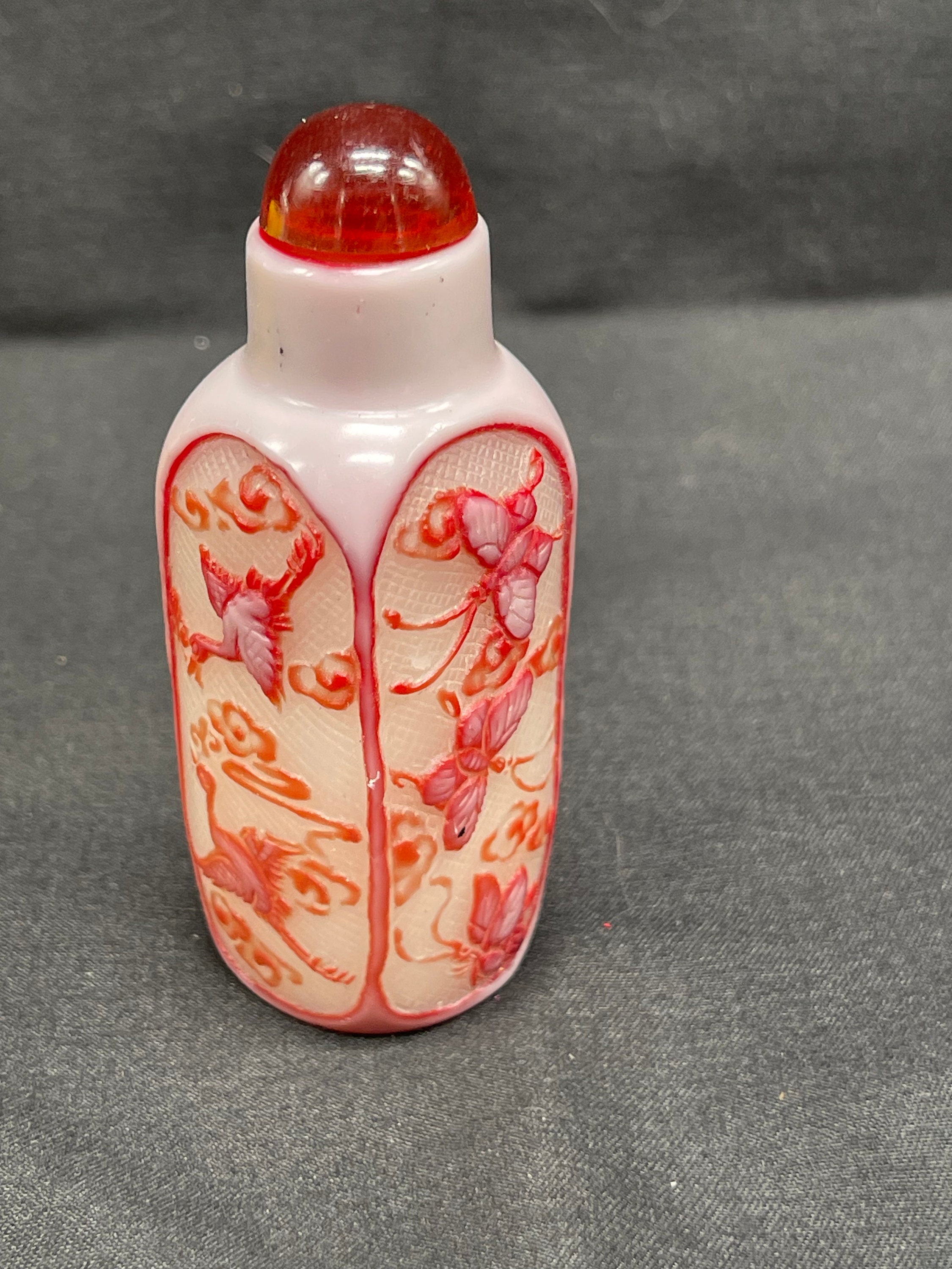 Antique Chinese Overlay Ruby Red White Glass Snuff Bottle - Etsy