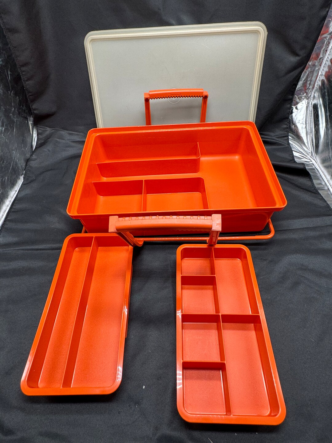 Vintage Orange TUPPERCRAFT Tupperware Food Box Office Organizer ...