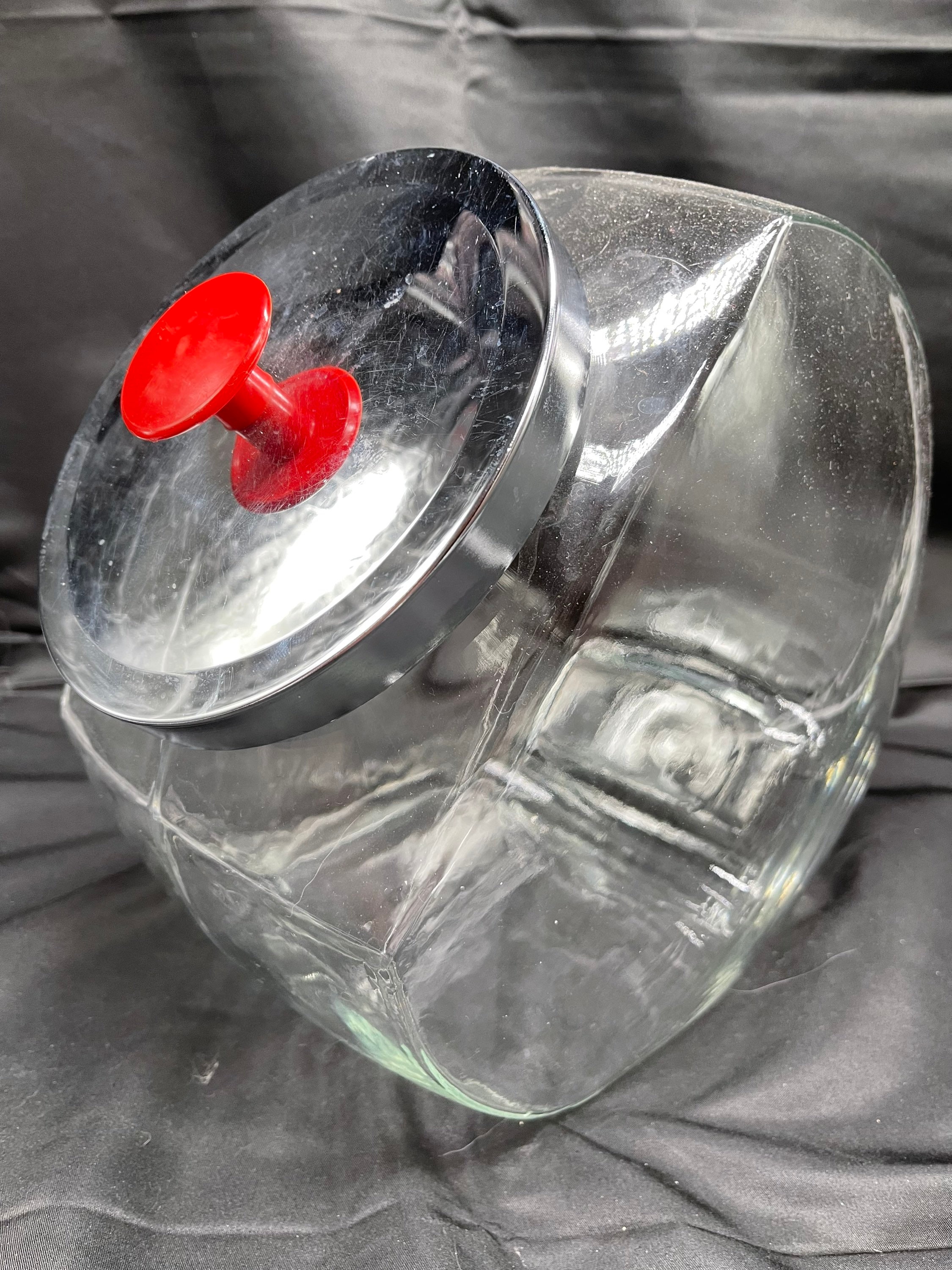 Large Vintage Penny Candy Apothecary Jar Chrome Lid With Red - Etsy