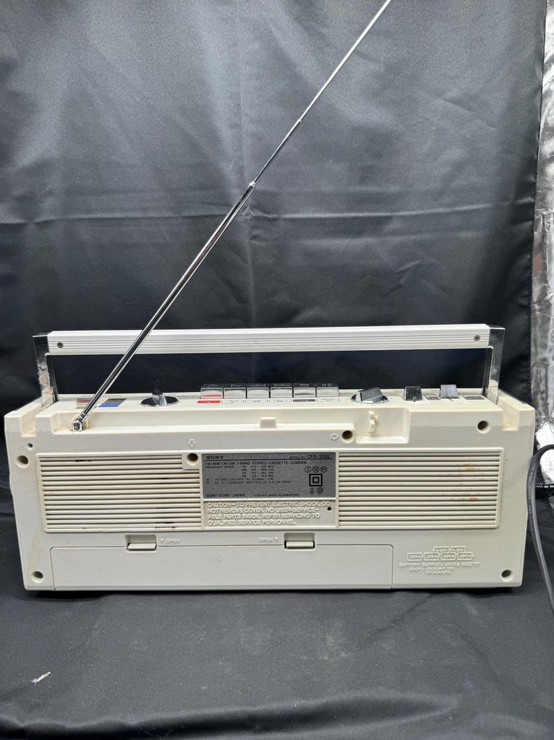 Vintage White 1980's Sony CFS 330L Fully Working Stereo 4 Band Radio Cassette Recorder EU Model ...