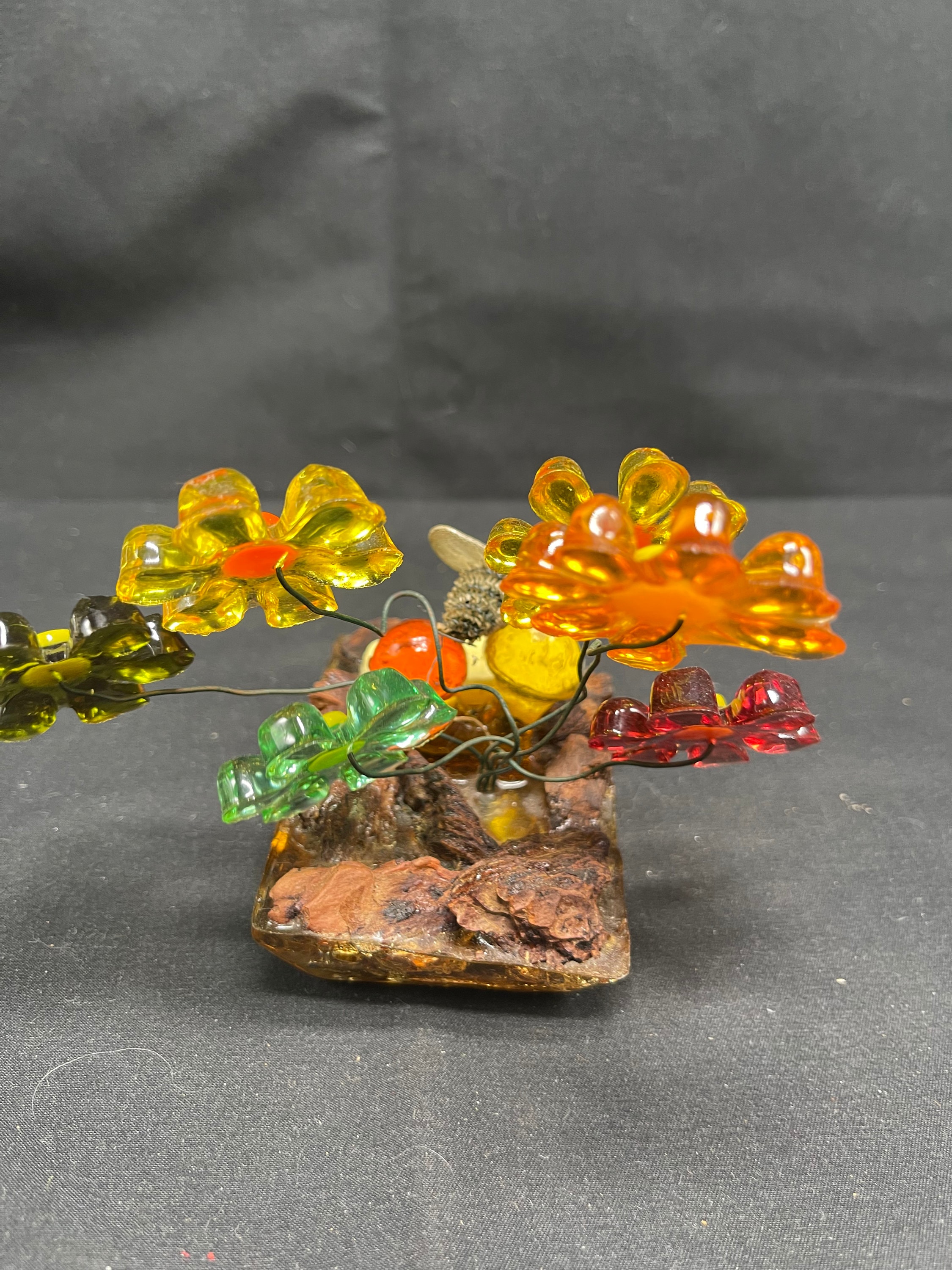 Vintage 1960s Lucite Flowers on Wire With Vomit Resin Base - Etsy