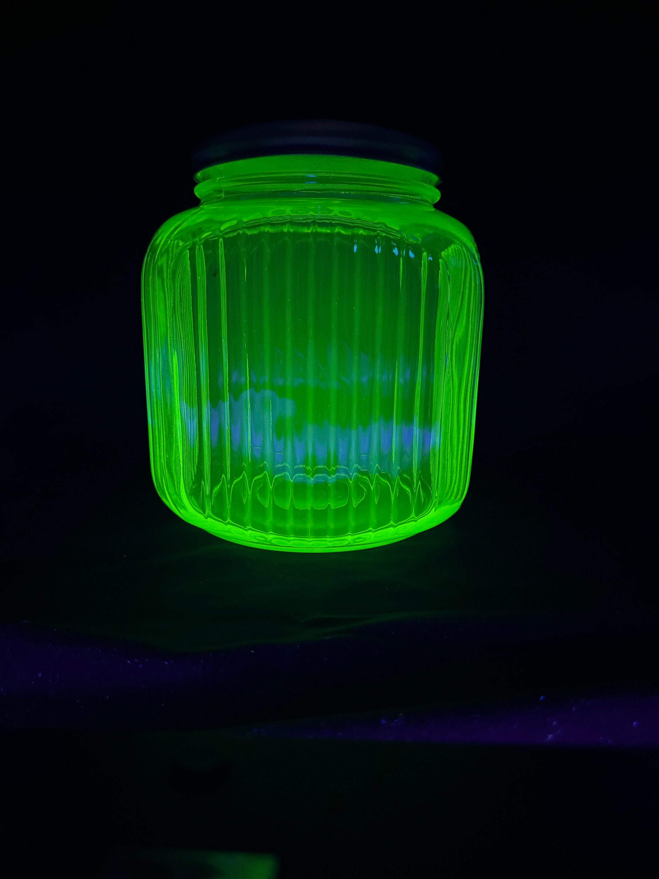 Vintage Large Ribbed Green Uranium Glass Cookie Jar - Etsy