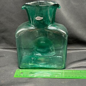 Vintage Blenko Double Spout Teal Pitcher Classic Hand Blown Blenko ...