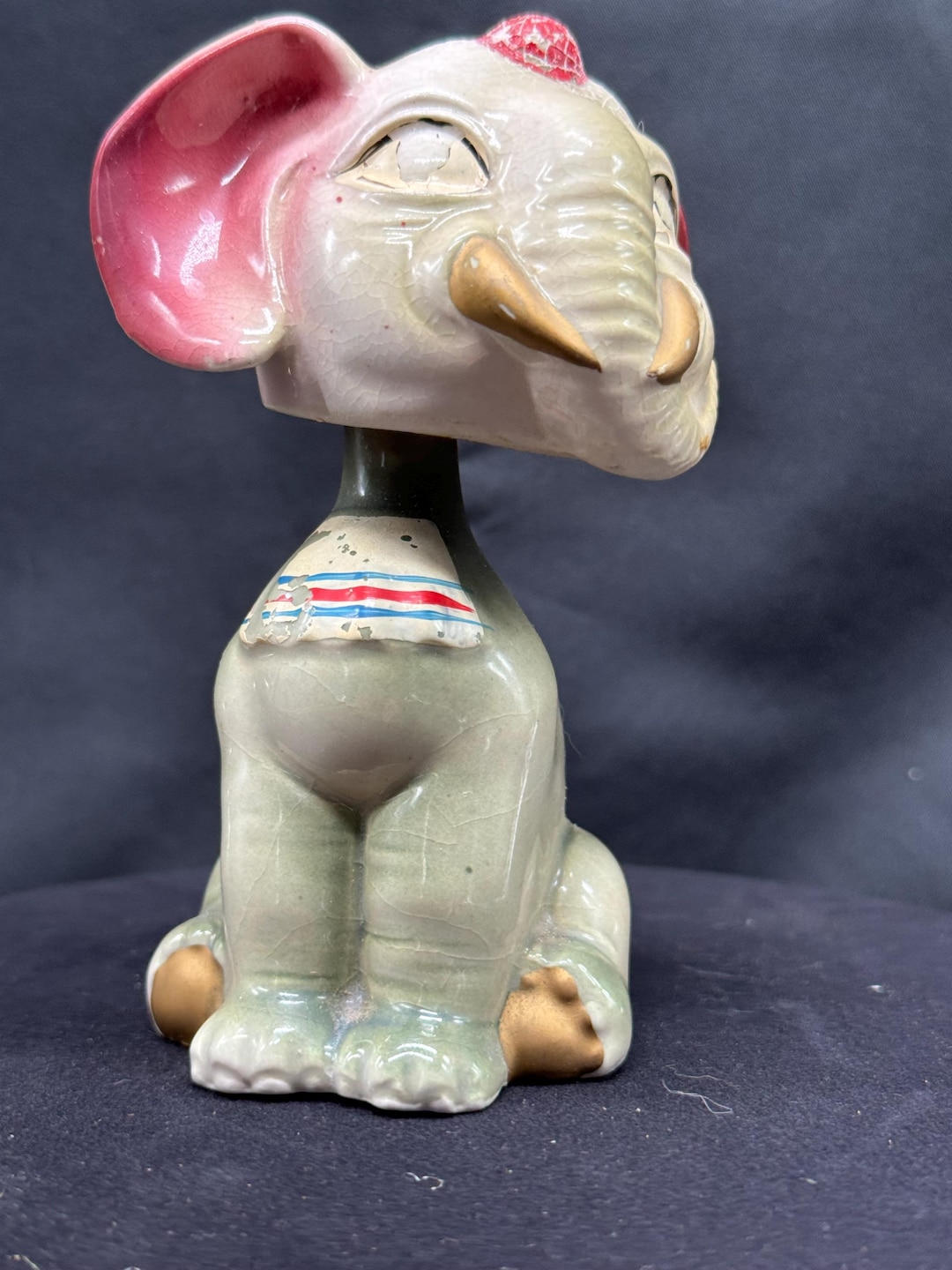 Vintage 1950's Ceramic Elephant Bobblehead Figurine - Etsy