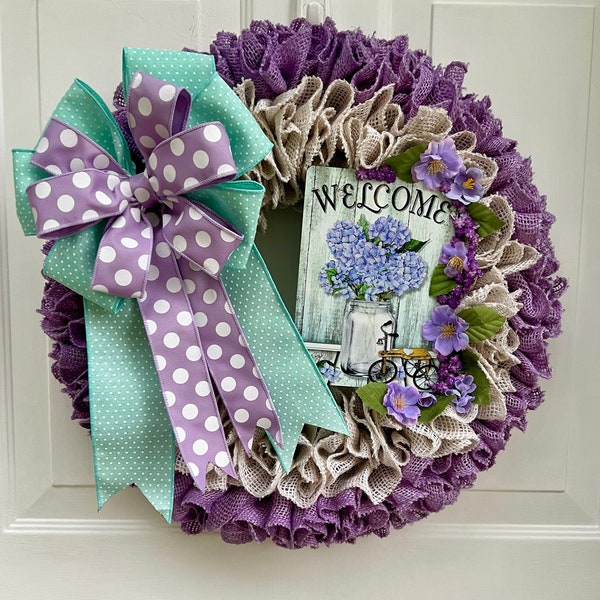 Spring Burlap Wreath - Etsy