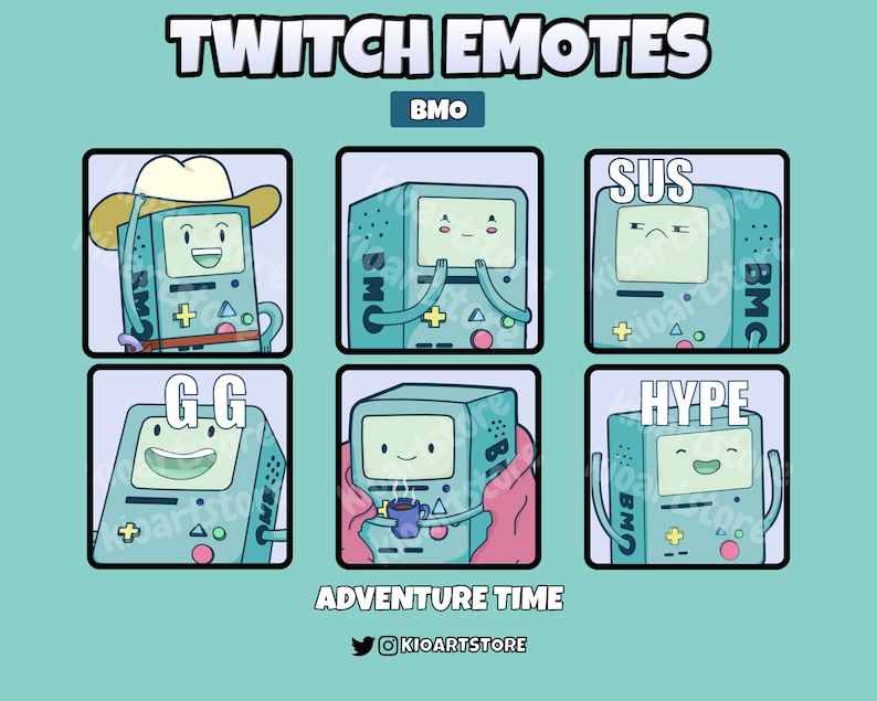 BMO Emotes - Pack 2 - Adventure Time - Twitch | Discord | Youtube - Etsy