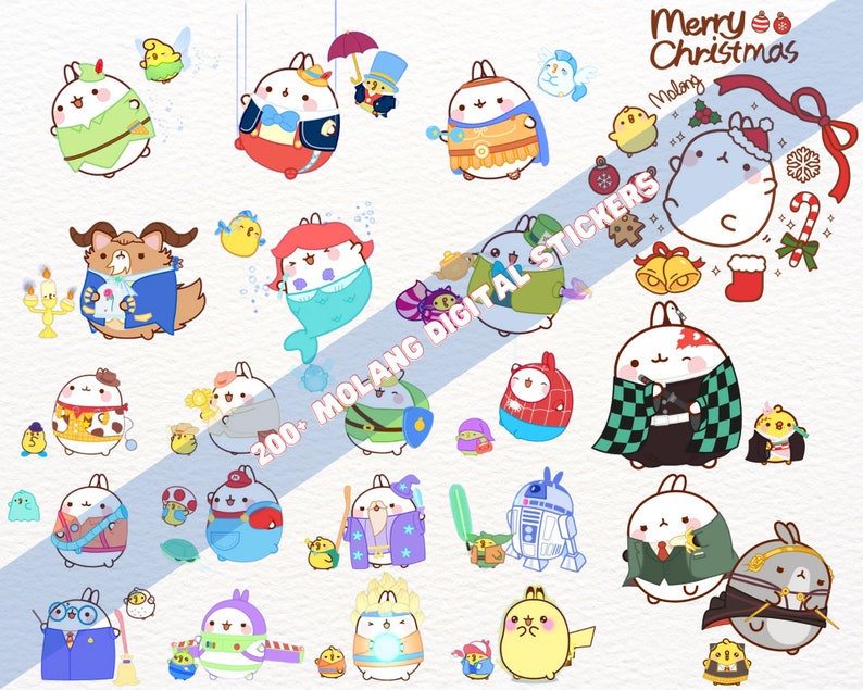 Molang & Piu Piu Kawaii Cute Stickers Digital Sticker . - Etsy