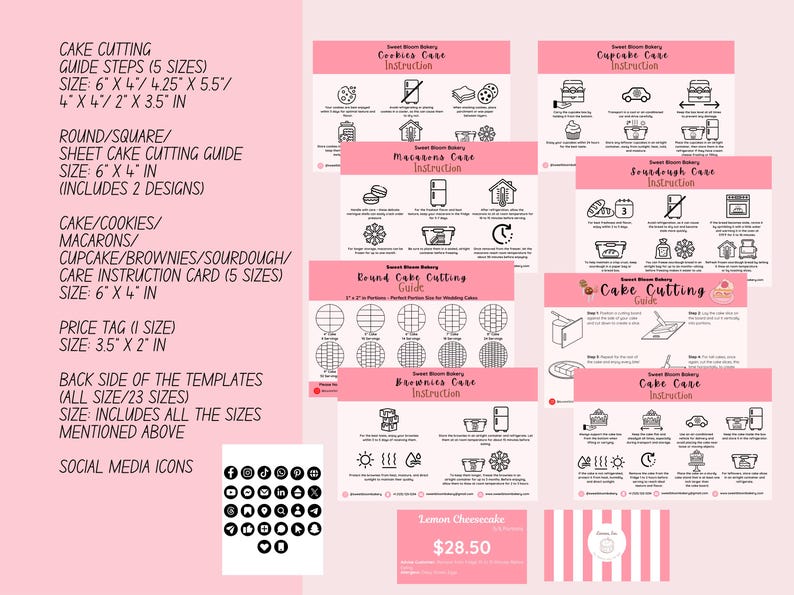 Editable Bakery Business Package Template Mega Bundle, Pink Bakery ...