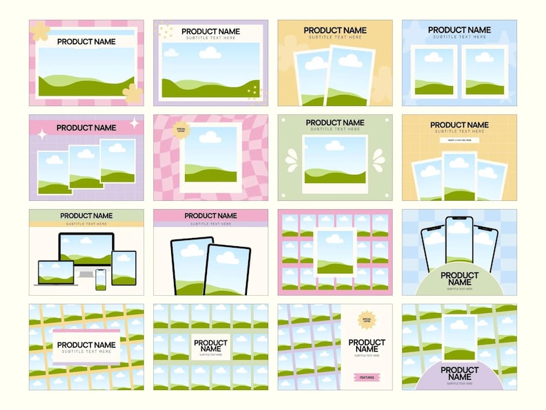 140 Editable Pastel Pinterest Pin and Etsy Listing Mockup Templates ...