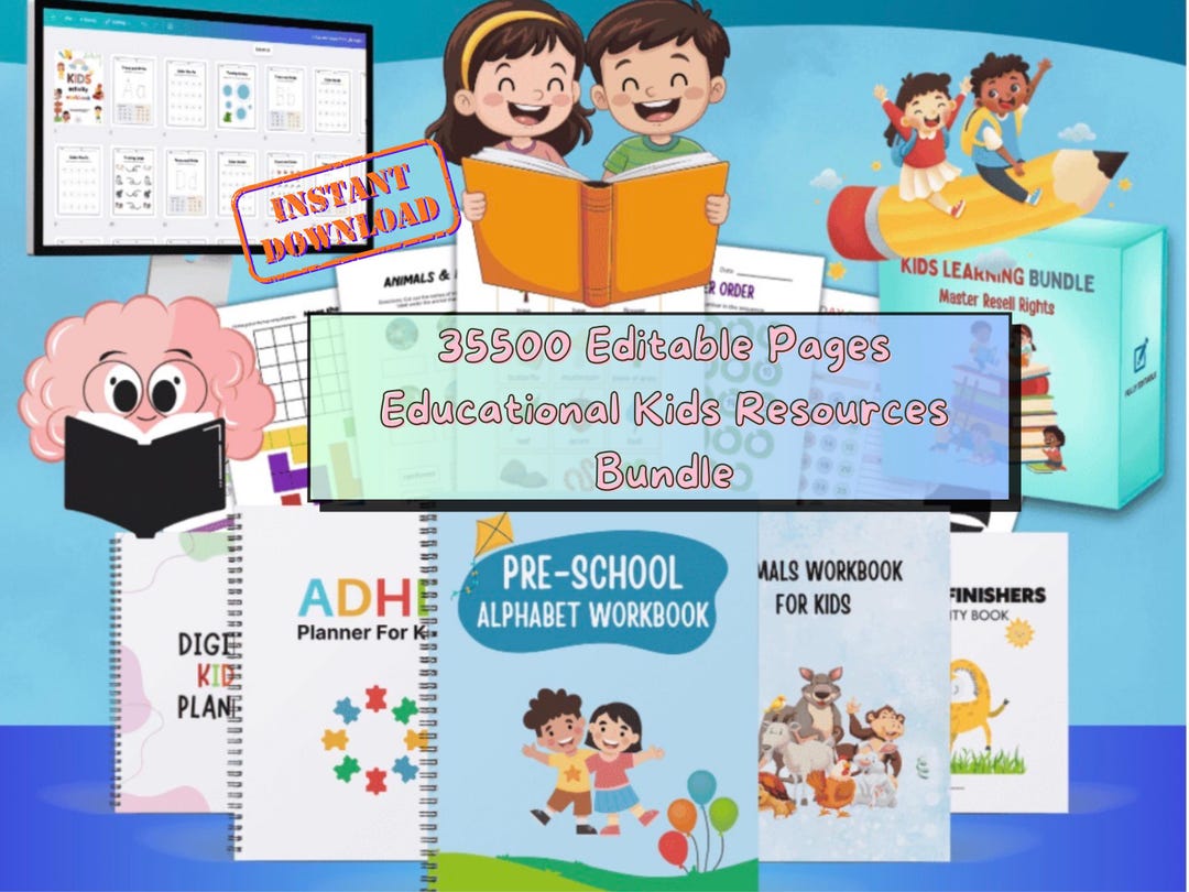 3000+ Educational Kids Resources Bundle PLR MRR Resell Right, Kids ...