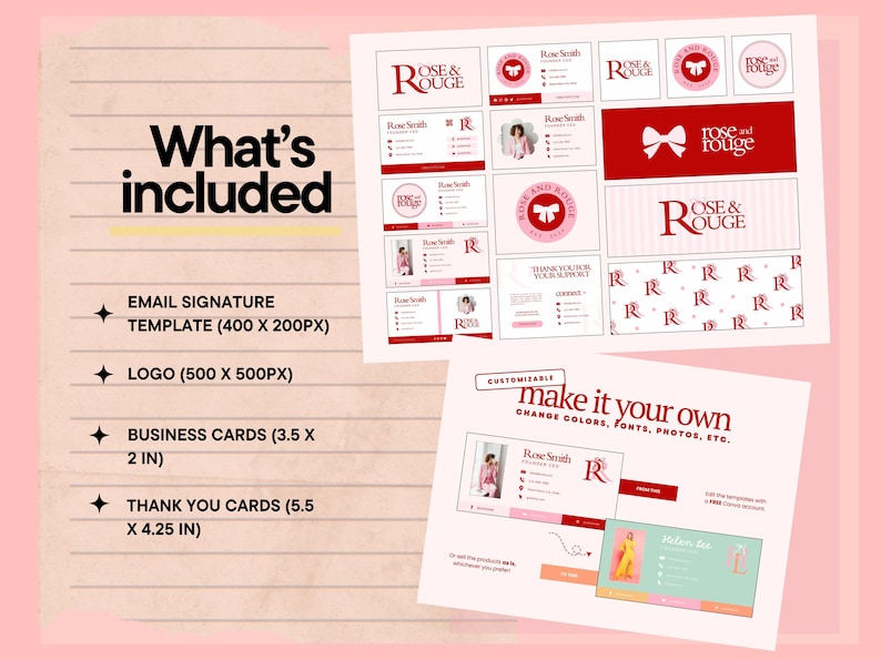 Red Cherry Editable Email Signature, Logo, Business and Thank You Card ...