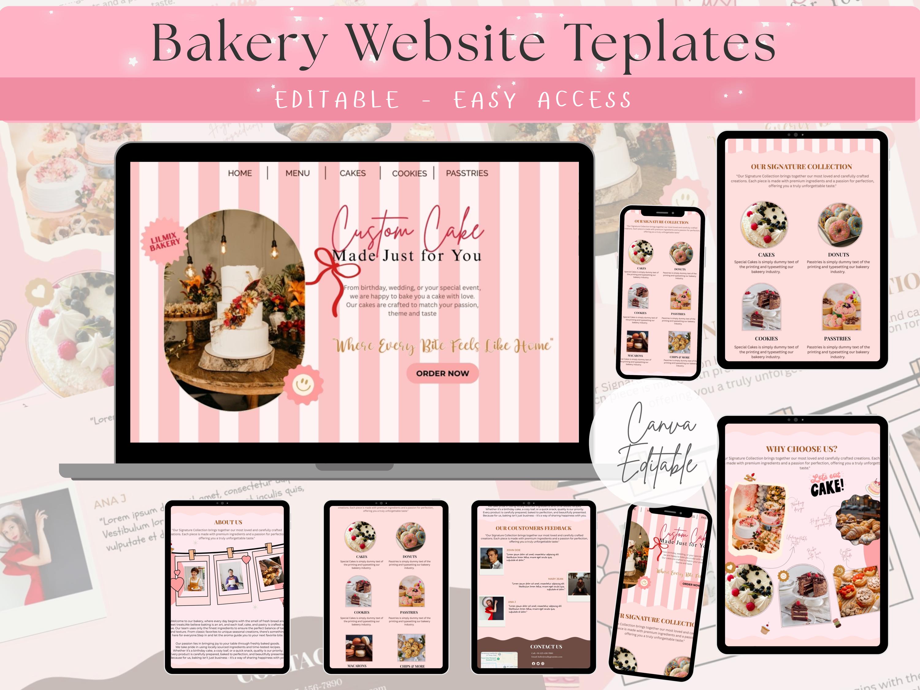 Modern Pink Theme Bakery Business Editable Website Template, Baker ...