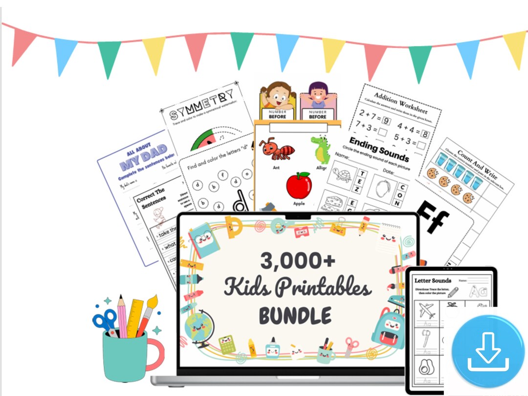 3000+ Educational Kids Resources Bundle PLR MRR Resell Right, Kids ...