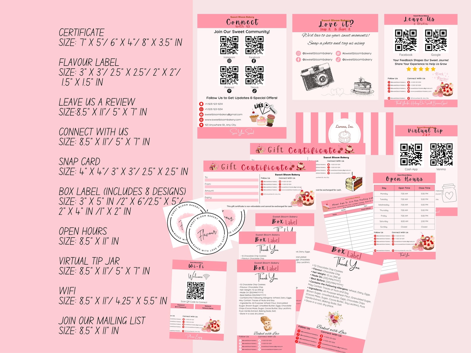 Editable Bakery Business Package Template Mega Bundle, Pink Bakery ...