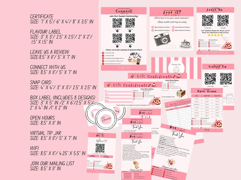 Editable Bakery Business Package Template Mega Bundle, Pink Bakery ...