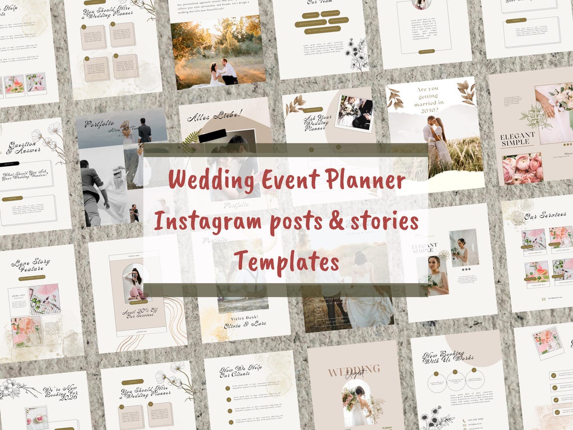 Wedding Event Planner Instagram Post and Stories Canva Template ...