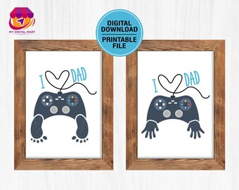 Dad Birthday Father's Day Handprint Art Video Game Footprint Stamp Art ...