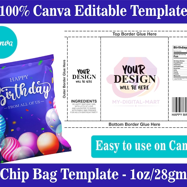 Chip Bag Template - Etsy