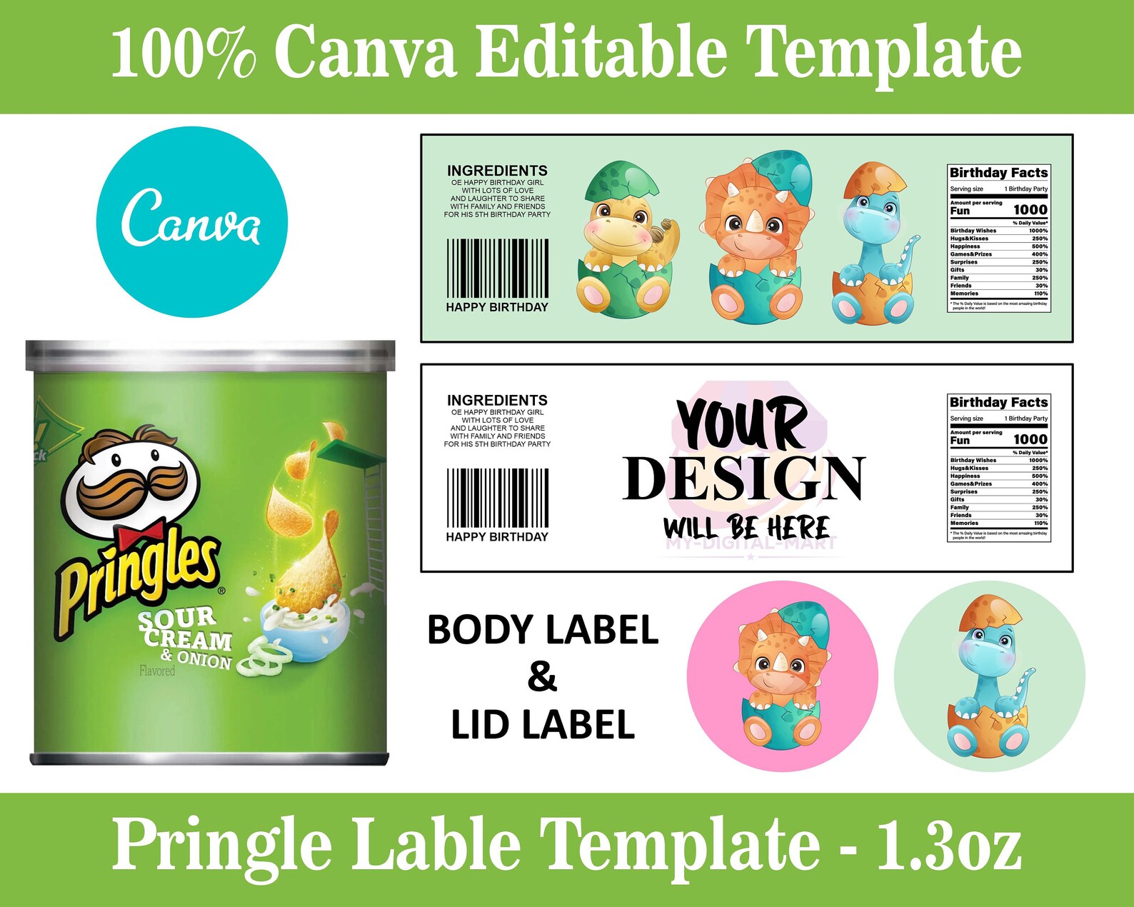 Pringles 1.3 Oz Labels Template Canva Editable Template - Etsy