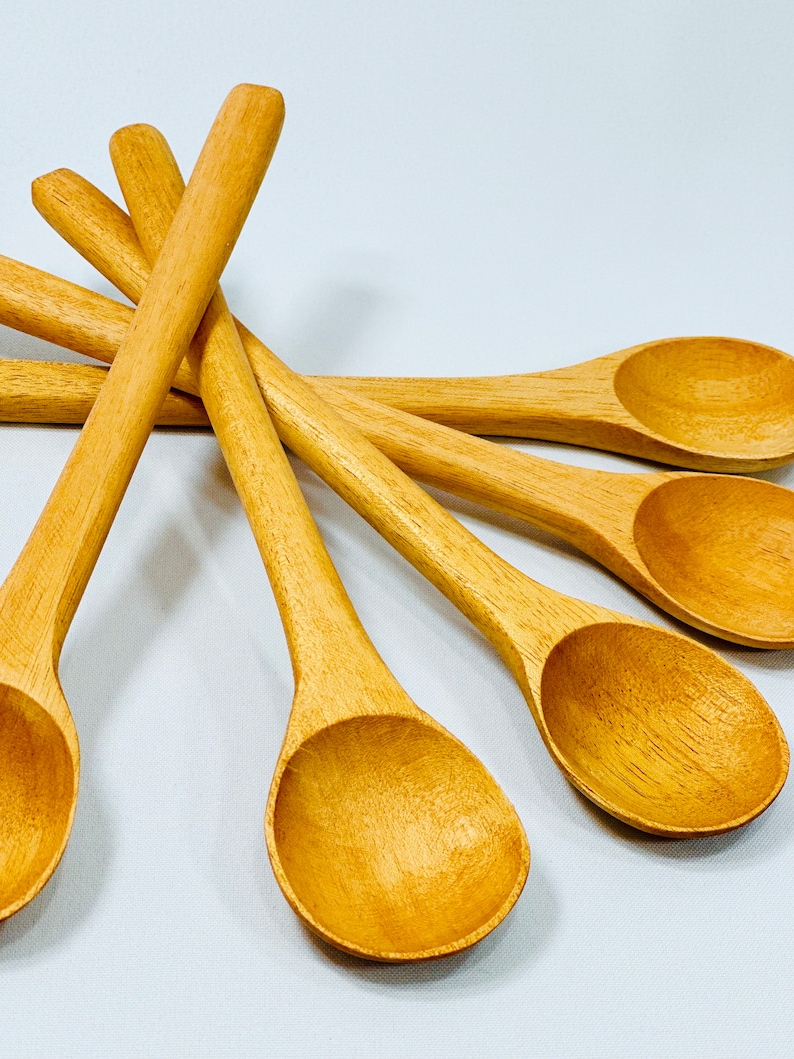 Small Wooden Spoons, 5 PCS Small Soup Spoons, Serving Spoons, Wooden ...