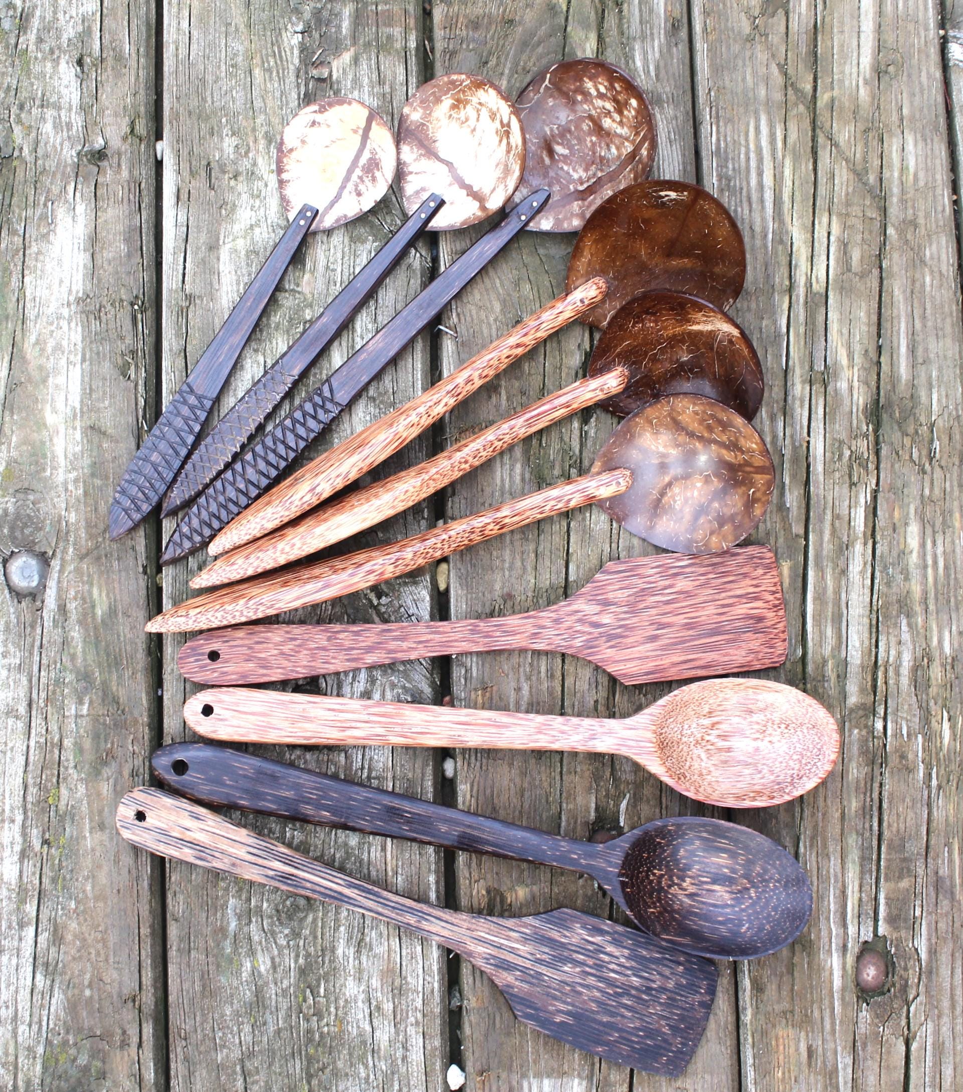 Wooden Spoons Set of 10, Wooden Spatula and Spoon Set, Handcrafted ...