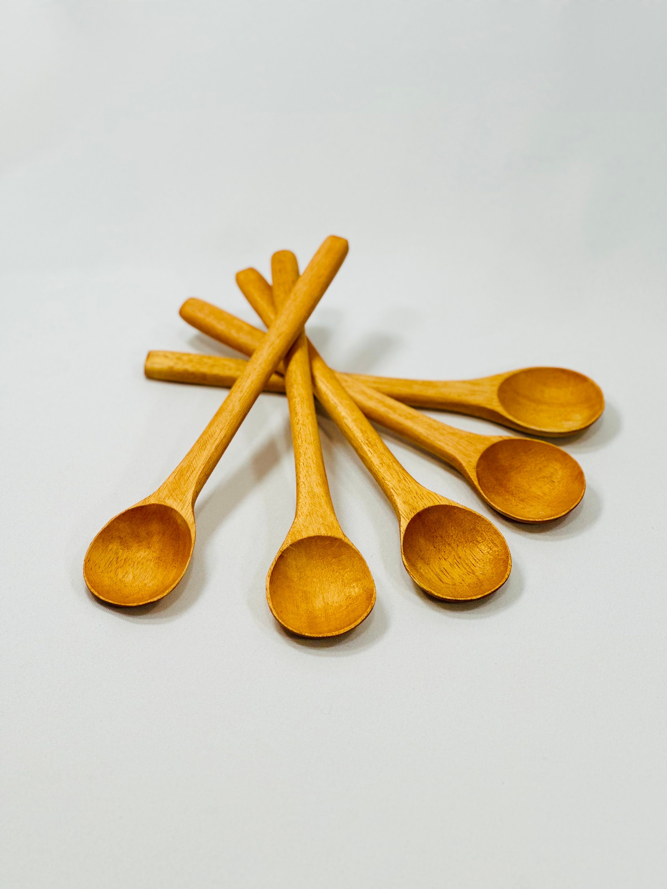 Small Wooden Spoons, 5 PCS Small Soup Spoons, Serving Spoons, Wooden ...