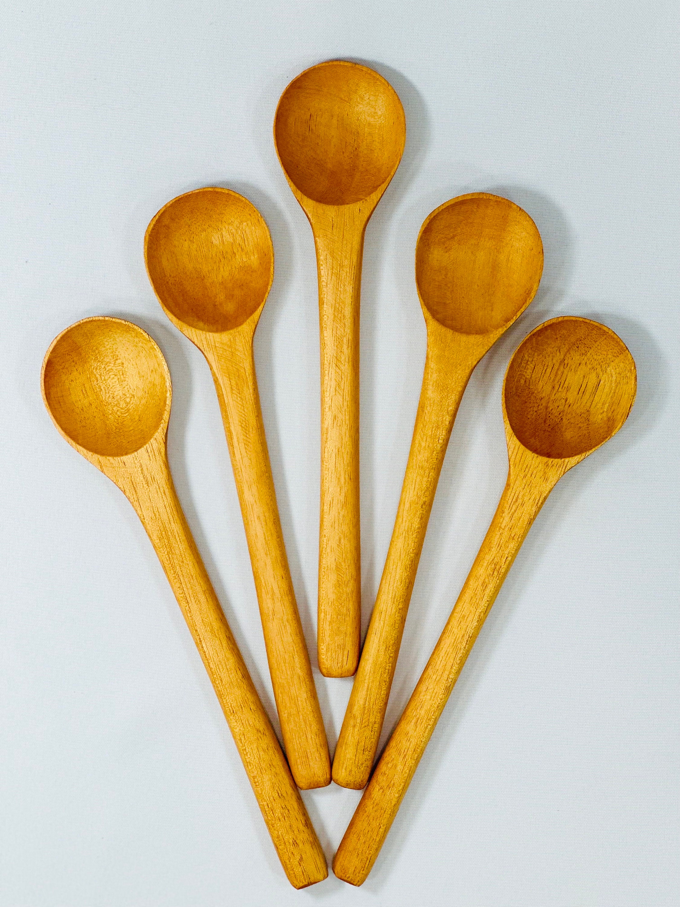 Small Wooden Spoons, 5 PCS Small Soup Spoons, Serving Spoons, Wooden ...