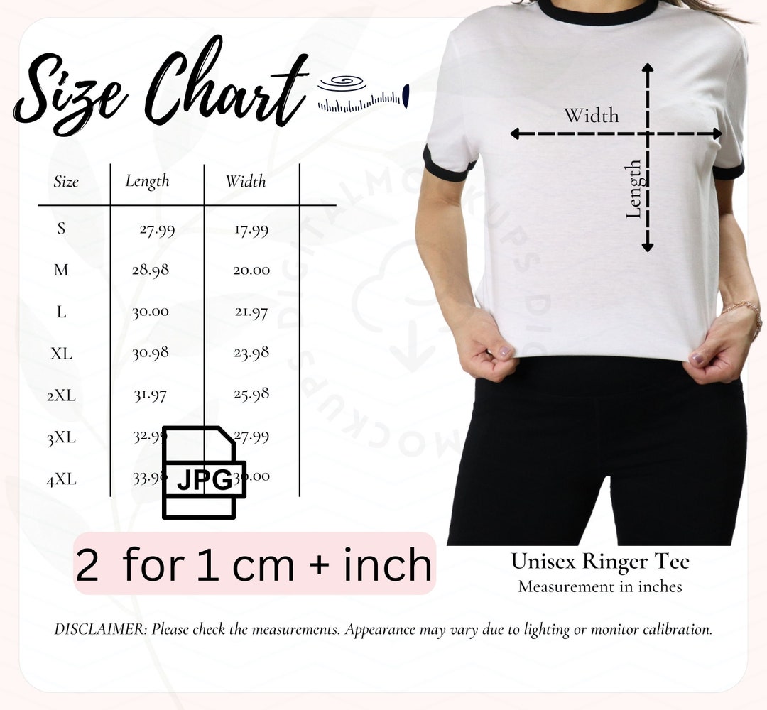 Unisex Ringer Shirt Size Chart Mockup Printify Mockup Ringer Tee Size ...