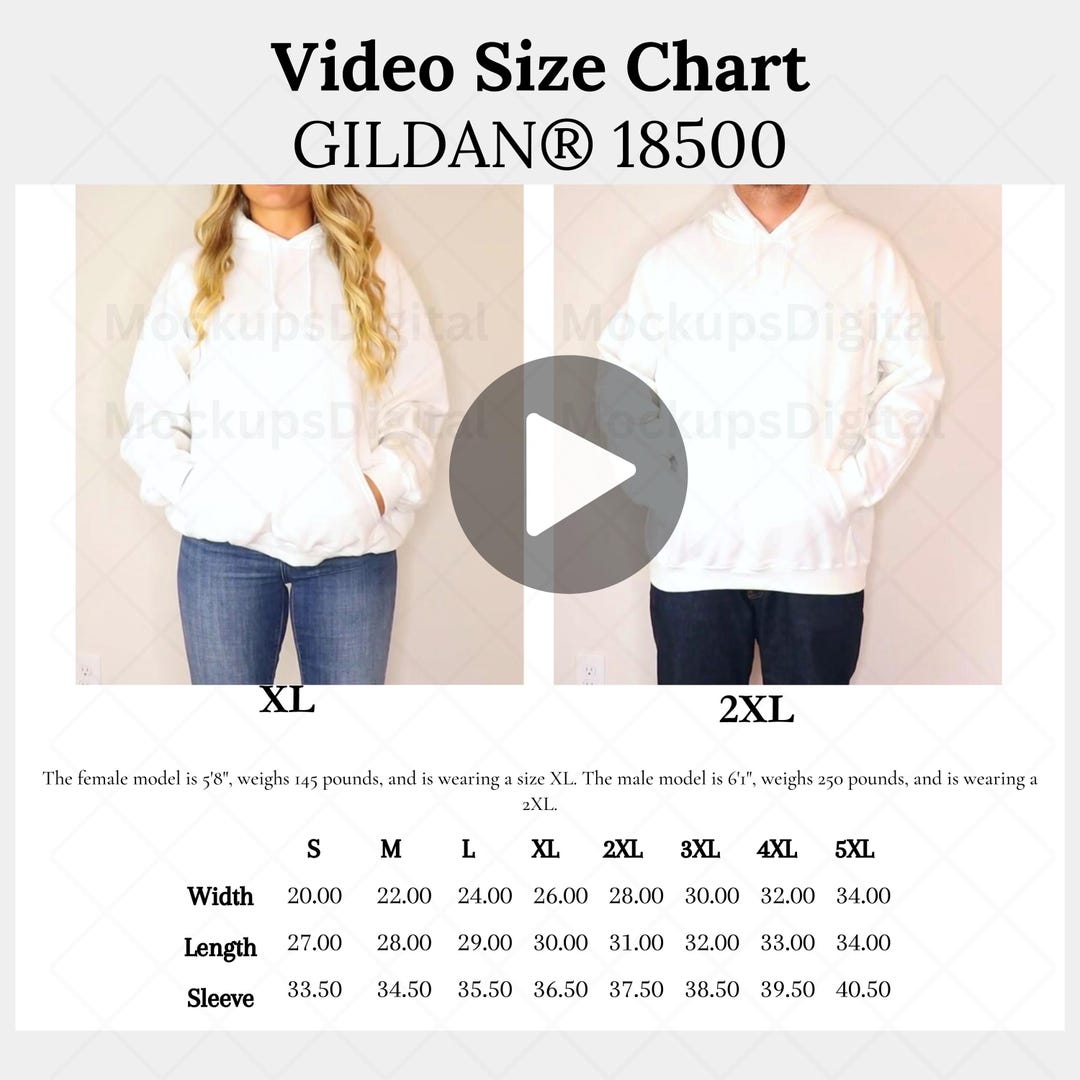 Gildan 18500 Video Size Chart 18500 Size Chart Oversized Video Size ...