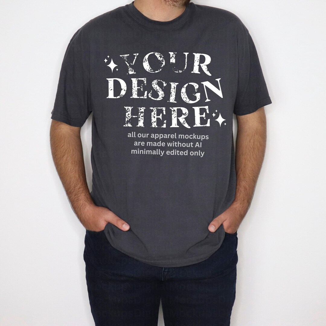 Graphite Comfort Colors 1717 Male Mockup 1717 Mockup Graphite Mockup ...