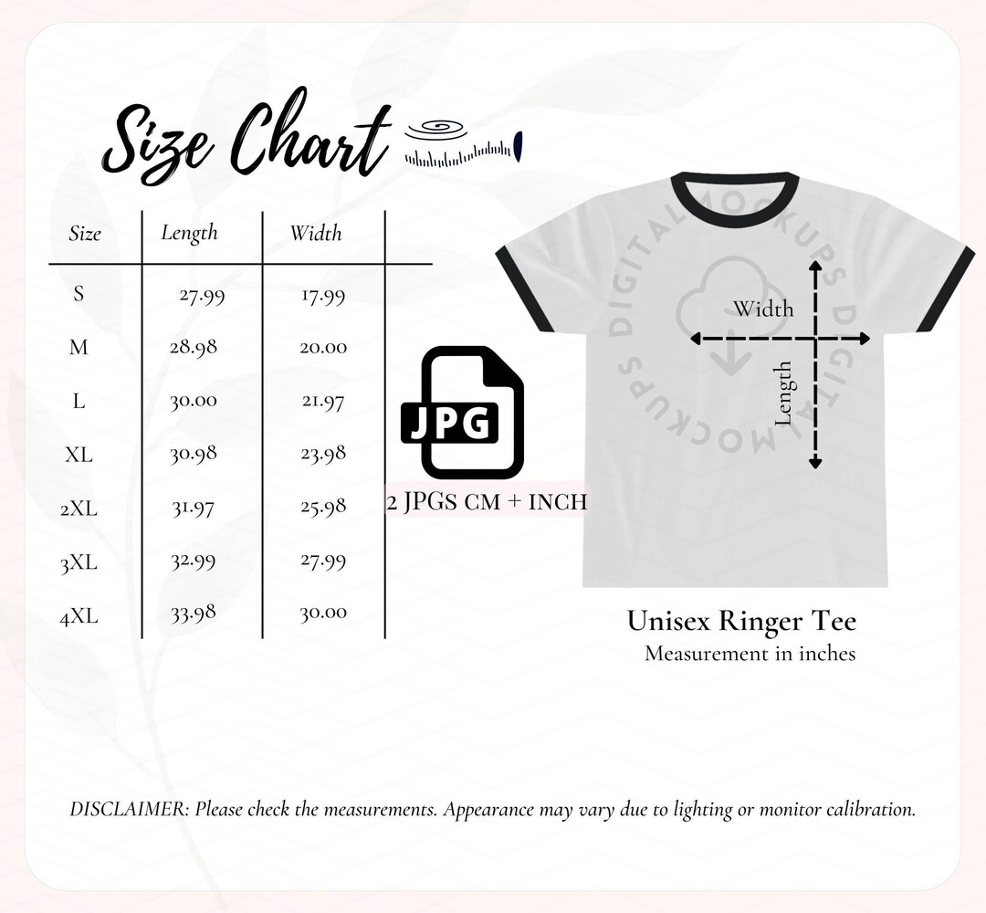 Unisex Ringer Shirt Size Chart Mockup Printify Mockup Ringer Tee Size ...